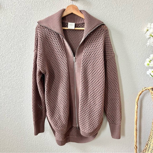 Varley | Jackets & Coats | Varley Brown Finn Openknit Cotton Jacket ...